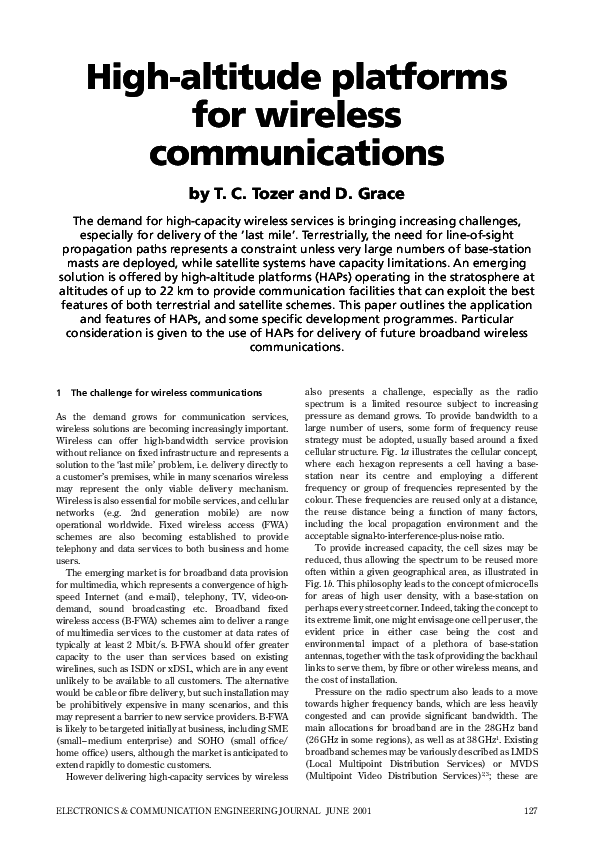 (PDF) High-Altitude Platforms for Wireless Communications