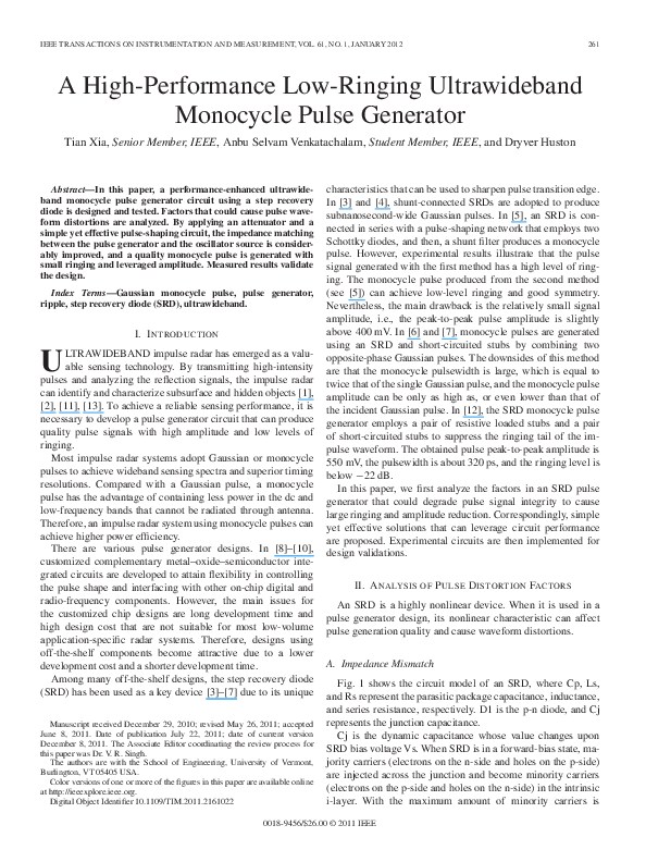 (PDF) A High-Performance Low-Ringing Ultrawideband Monocycle Pulse ...