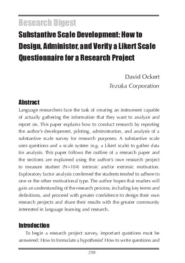 (PDF) Substantive Scale Development: How to Design, Administer, and ...