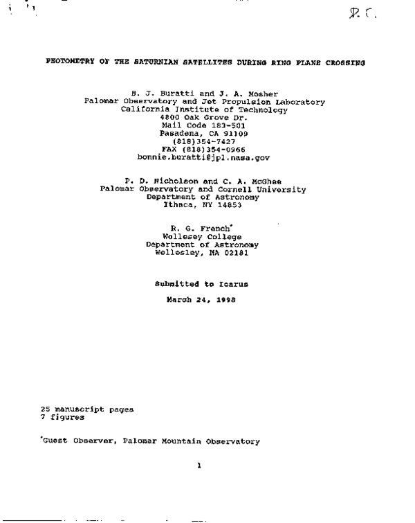 (PDF) The Saturnian Satellites in the Near-Infrared: Absolute ...