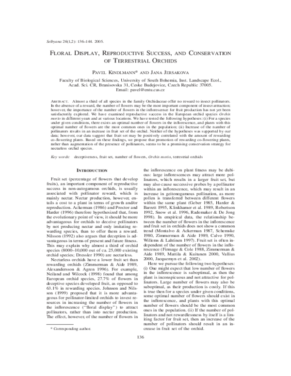 (PDF) Floral display, reproductive success, and conservation of ...