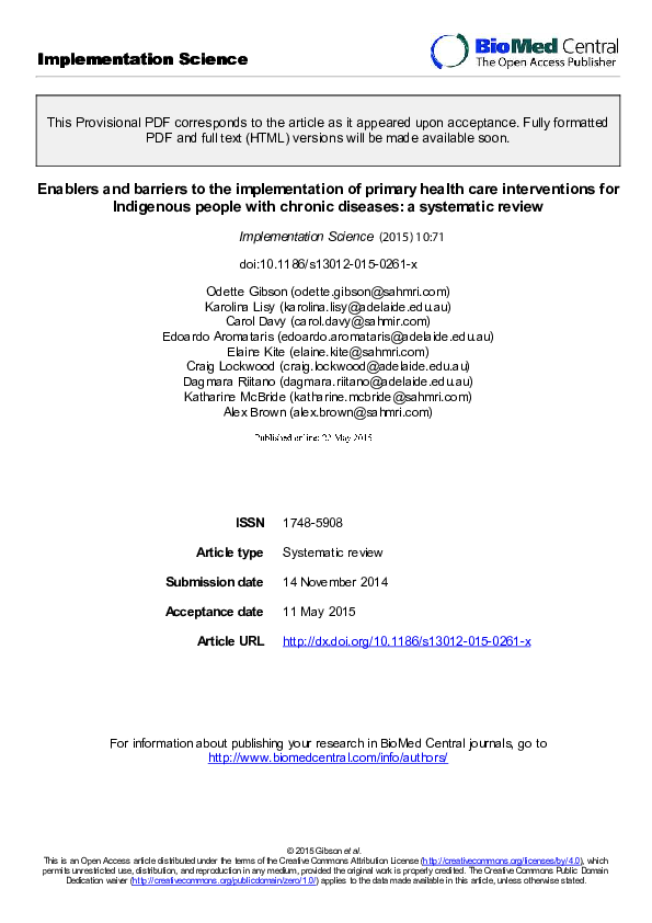 (PDF) Enablers and barriers to the implementation of primary health care interventions for ...