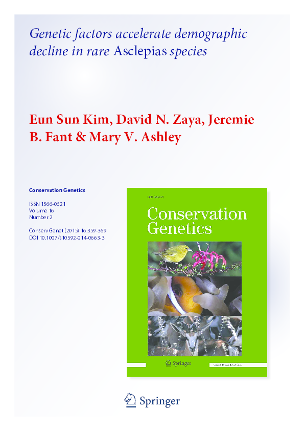 (PDF) Genetic factors accelerate demographic decline in rare Asclepias ...