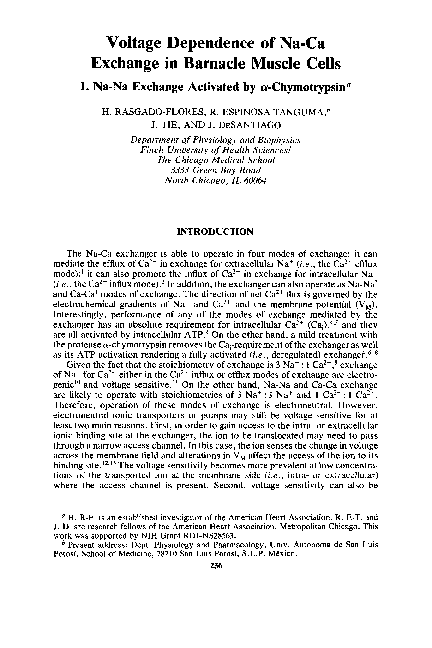 (PDF) Voltage Dependence of Na-Ca Exchange in Barnacle Muscle Cells