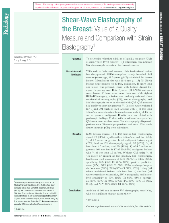 (PDF) Shear-wave elastography of the breast: value of a quality measure ...