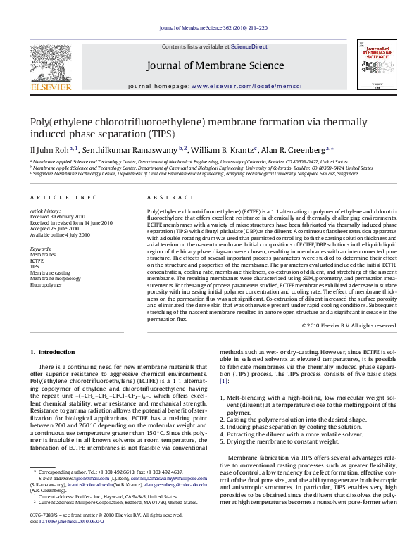 (PDF) Poly(ethylene chlorotrifluoroethylene) membrane formation via ...
