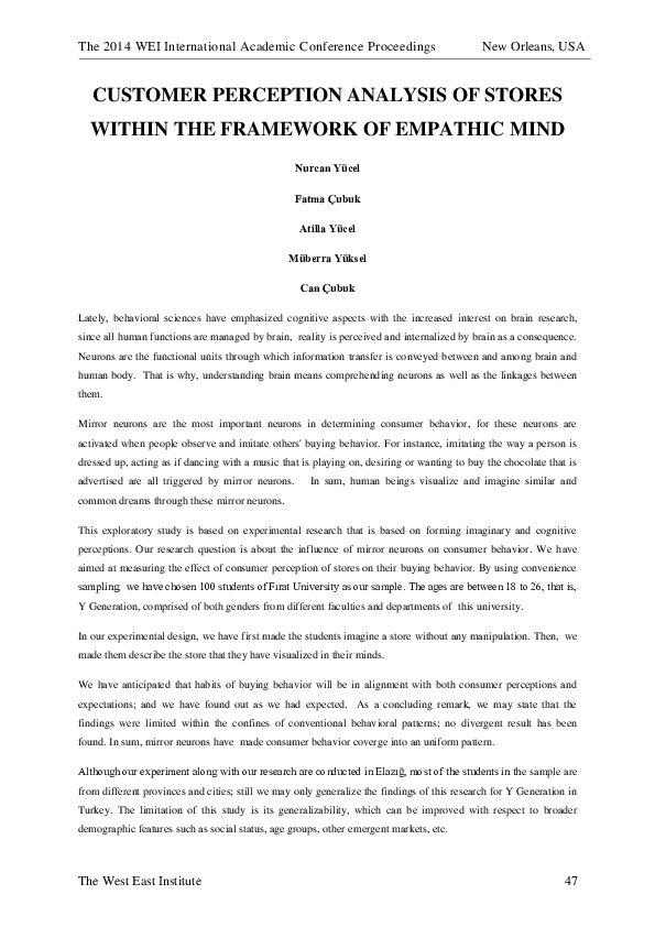 (PDF) CUSTOMER PERCEPTION ANALYSIS OF STORES WITHIN THE FRAMEWORK OF ...