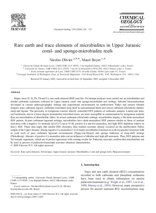 (PDF) Rare earth and trace elements of microbialites in Upper Jurassic ...