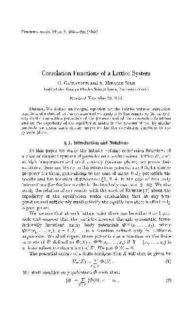 Pdf Correlation Functions Of A Lattice System