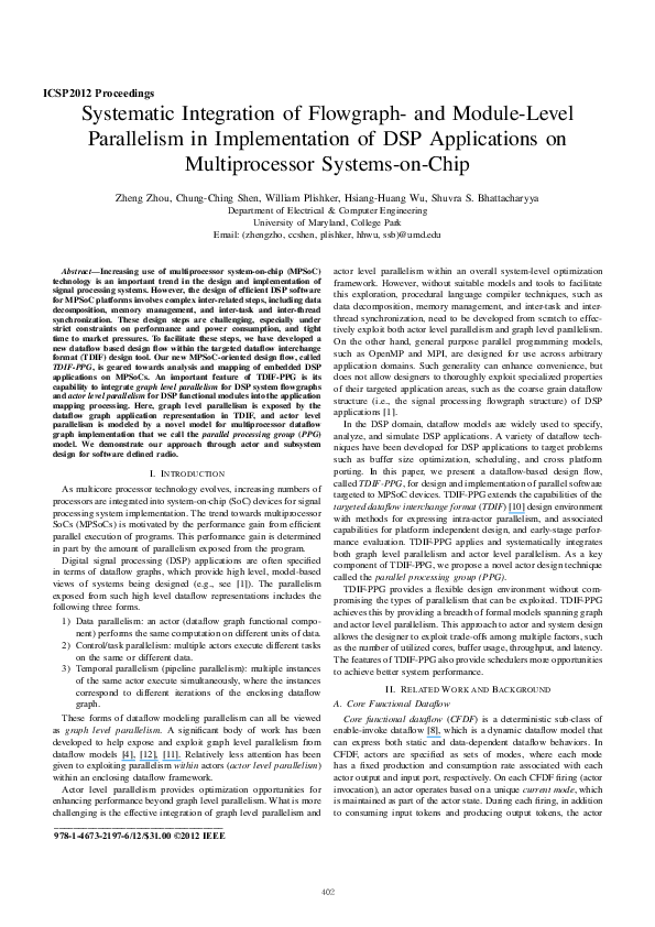 Pdf Systematic Integration Of Flowgraph And Module Level Parallelism In Implementation Of Dsp