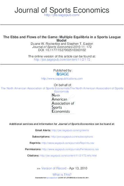 (PDF) The Ebbs and Flows of the Game: Multiple Equilibria in a Sports ...