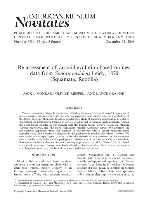 (PDF) Re-assessment of varanid evolution based on new data from Saniwa ...