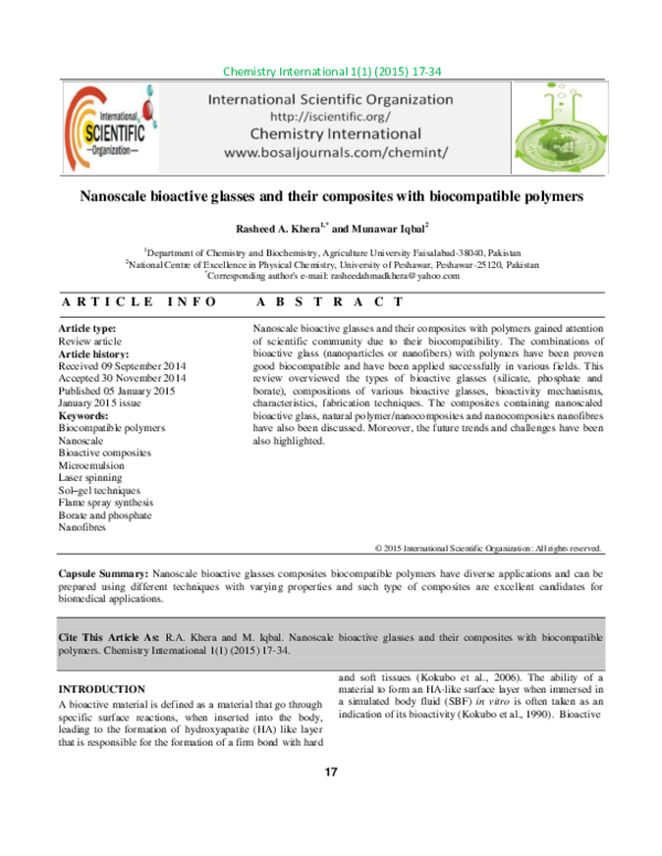 (PDF) Nanoscale bioactive glasses and their composites with ...