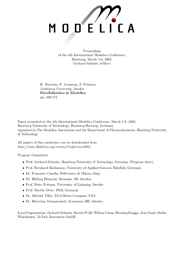 Pdf Parallelization In Modelica