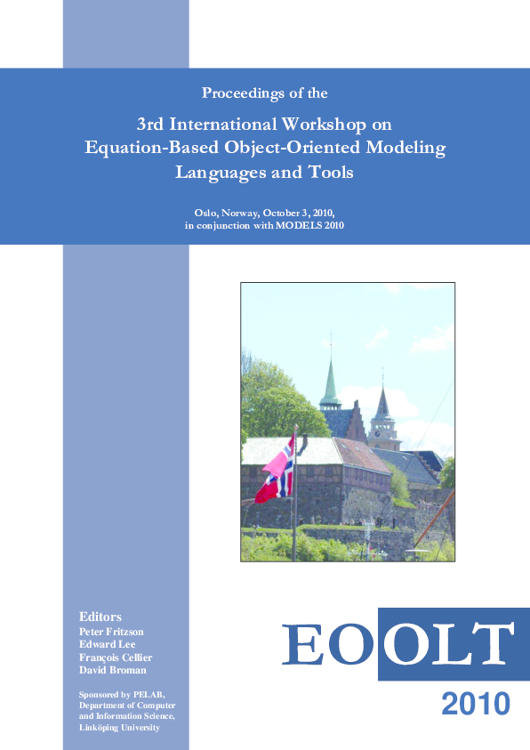 (PDF) 3rd International Workshop on Equation-Based Object-Oriented Modeling Languages and Tools