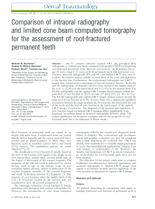 Pdf Comparison Of Intraoral Radiography And Limited Cone Beam
