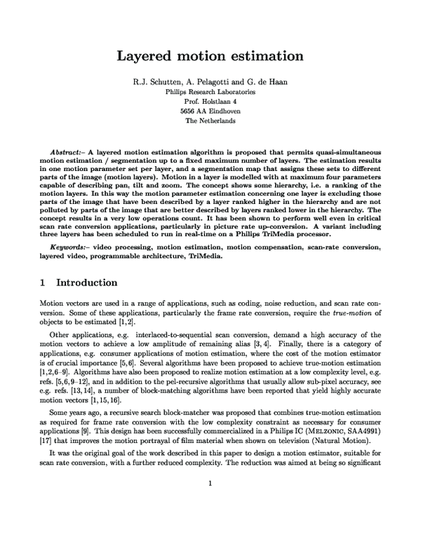 (PDF) Layered motion estimation
