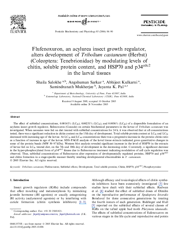 (PDF) Flufenoxuron, an acylurea insect growth regulator, alters ...