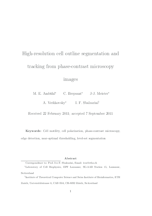 (PDF) High-resolution cell outline segmentation and tracking from phase ...