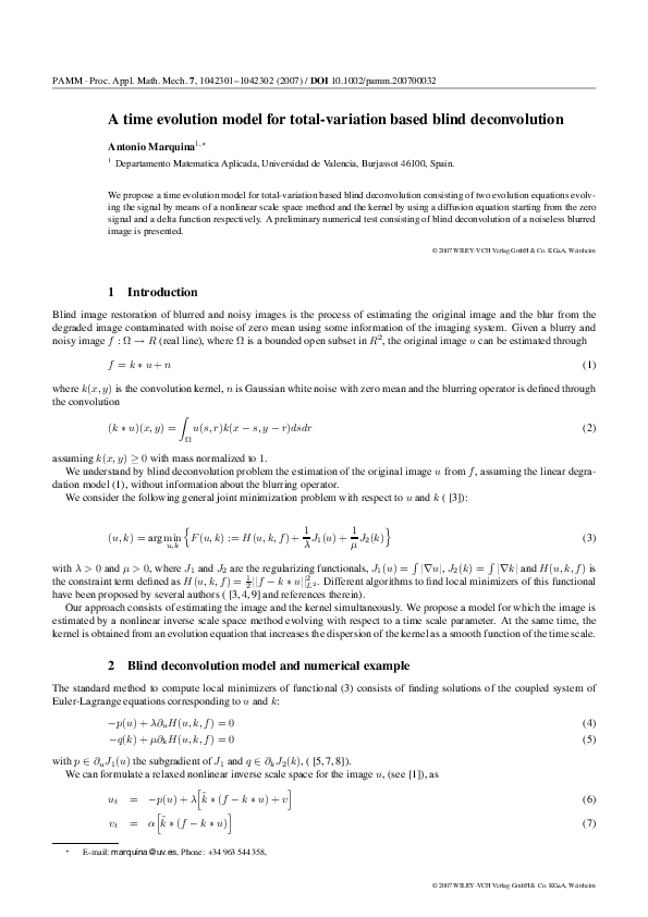 Pdf A Time Evolution Model For Total Variation Based Blind