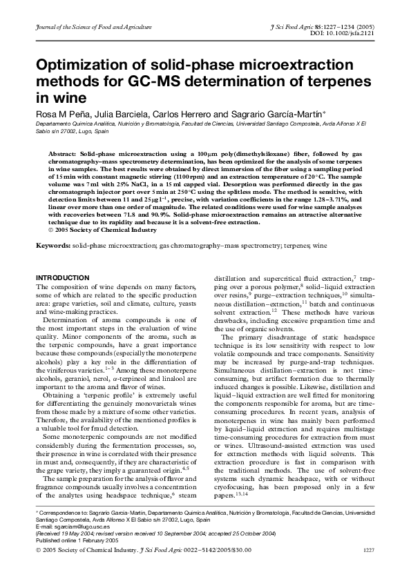 (PDF) Optimization of the solid-phase microextraction method in the determination of Ixodes ...