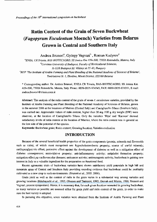 (PDF) Rutin Content of the Grain of Seven Buckwheat (Fagopyrum ...
