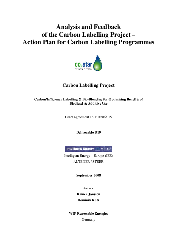 (PDF) Analysis and Feedback of the Carbon Labelling Project - Action ...