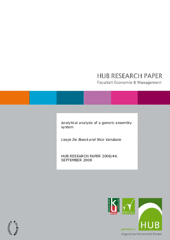 (PDF) Analytical analysis of a generic assembly system