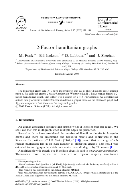 (PDF) 2-Factor hamiltonian graphs