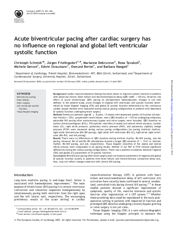 (PDF) Acute biventricular pacing after cardiac surgery has no influence ...