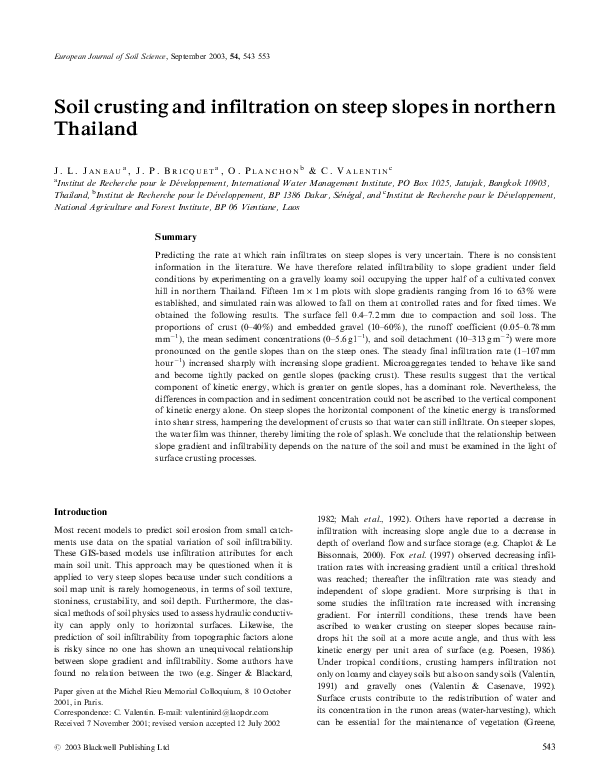 (PDF) Soil crusting and infiltration on steep slopes in northern Thailand