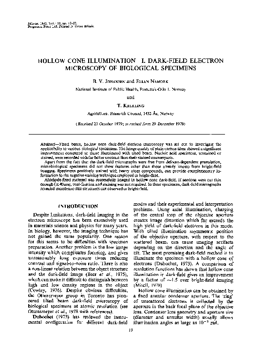 (PDF) Hollow cone illumination—I. Dark-field electron microscopy of ...