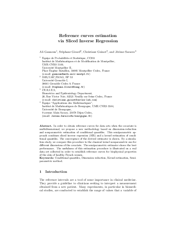 Pdf Reference Curves Estimation Via Sliced Inverse Regression