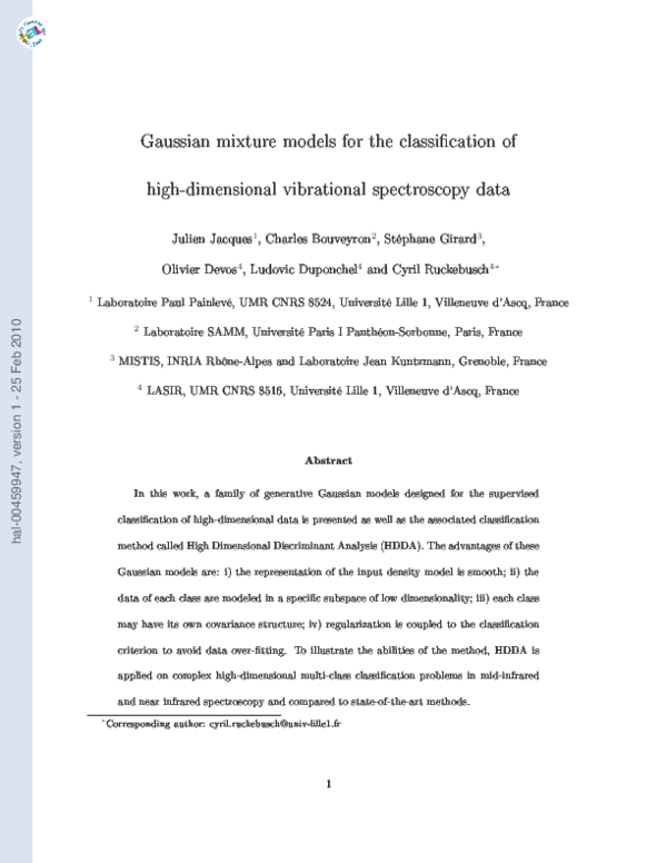 (PDF) Gaussian mixture models for the classification of high-dimensional vibrational ...