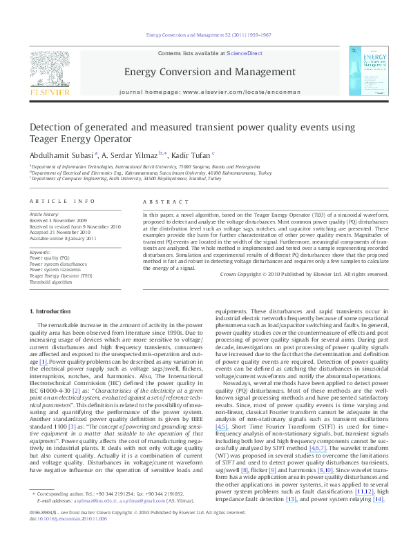 (PDF) Detection of generated and measured transient power quality ...