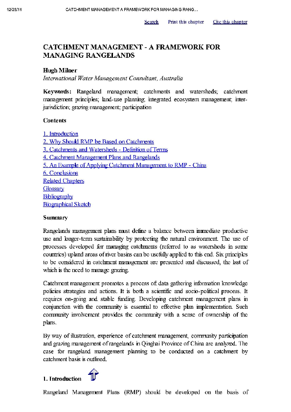 (PDF) Catchment Management - A Framework for Managing Rangelands