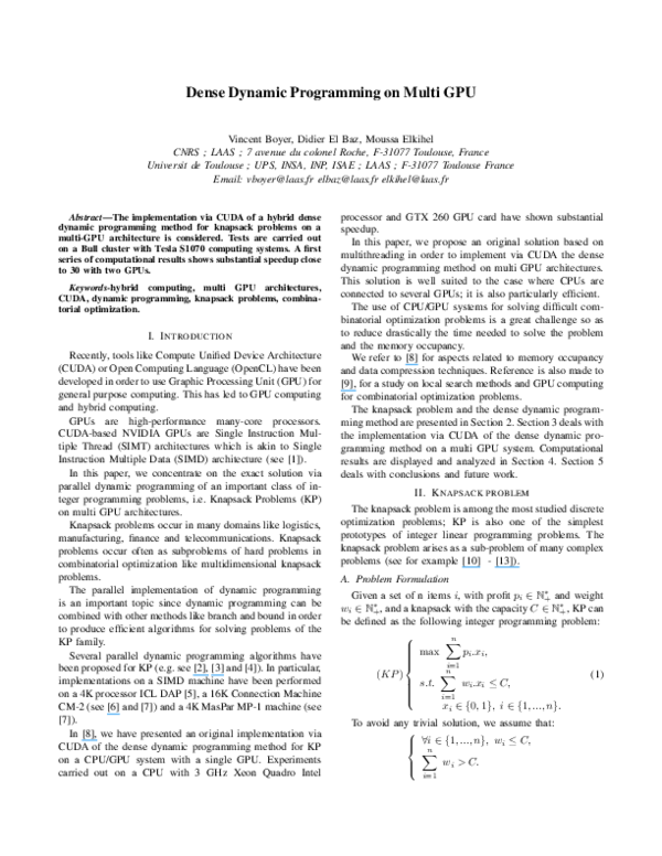(PDF) Dense Dynamic Programming on Multi GPU