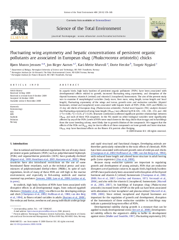 Pdf Wing Asymmetry And Pops In European Shag Chicks