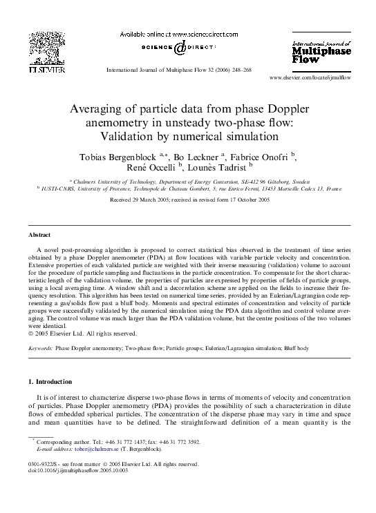 (PDF) Averaging of particle data from phase Doppler anemometry in ...