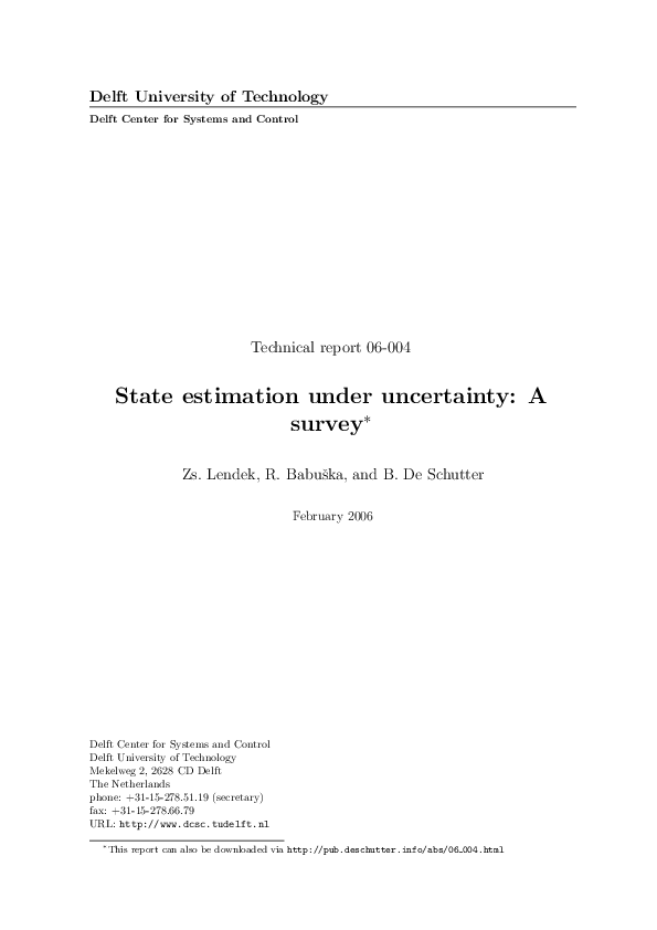 (PDF) State estimation under uncertainty: A survey