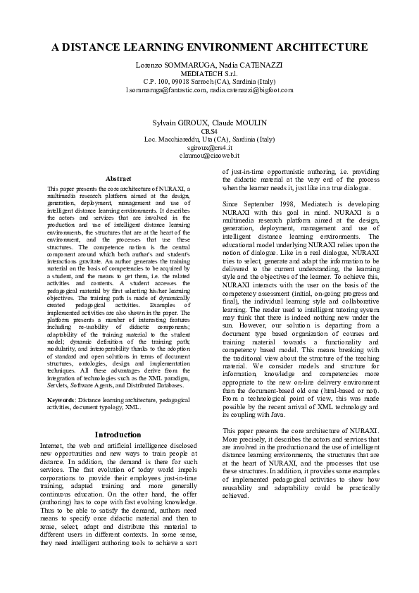 (PDF) A distance learning environment architecture