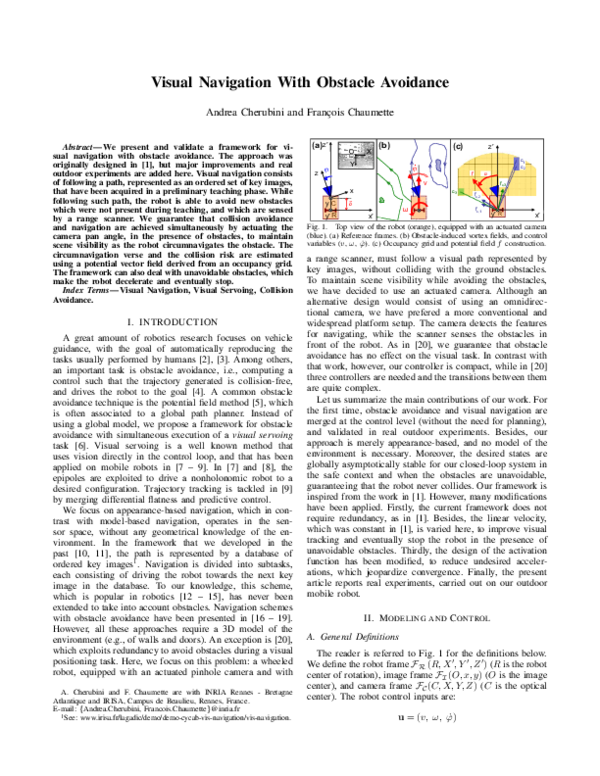 Pdf Visual Navigation With Obstacle Avoidance