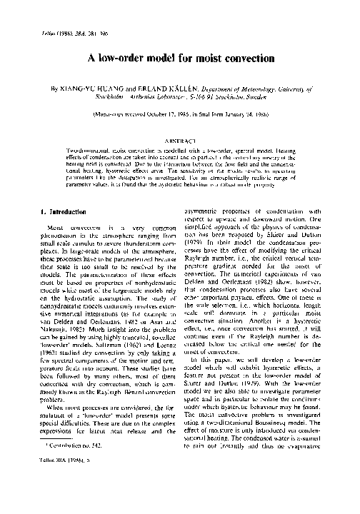 (PDF) A low-order model for moist convection