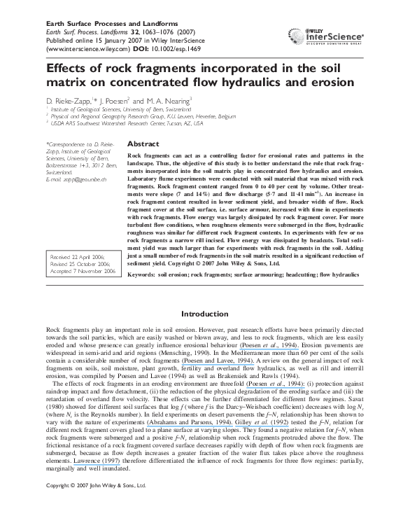 (PDF) Effects of rock fragments incorporated in the soil matrix on ...