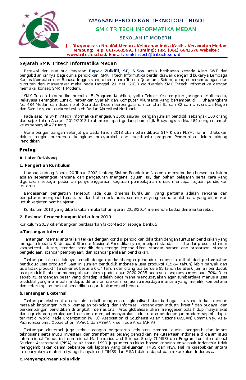 (DOC) SMK Tritech Informatika Medan