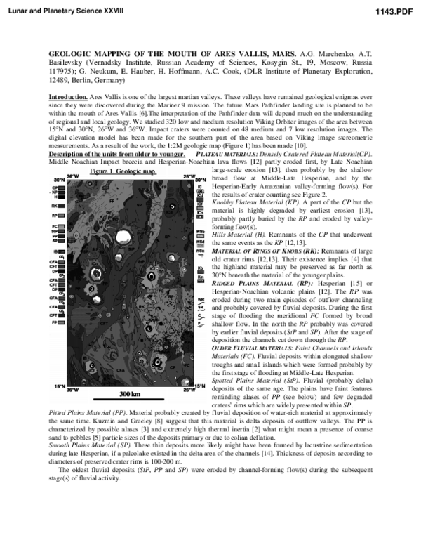 (PDF) GEOLOGIC MAPPING OF THE MOUTH OF ARES VALLIS, MARS