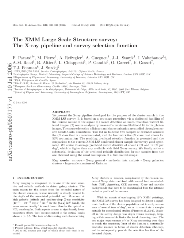 (PDF) The XMM Large-Scale Structure survey: the X-ray pipeline and ...