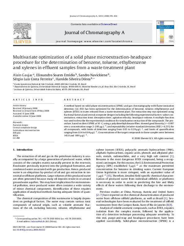 (PDF) Multivariate optimization of a solid phase microextraction-headspace procedure for the ...