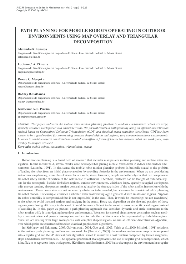 (PDF) Path planning for mobile robots operating in outdoor environments using map overlay and ...