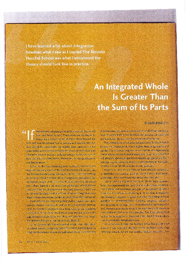 (PDF) An integrated whole is great than the sum of its parts | Benji ...